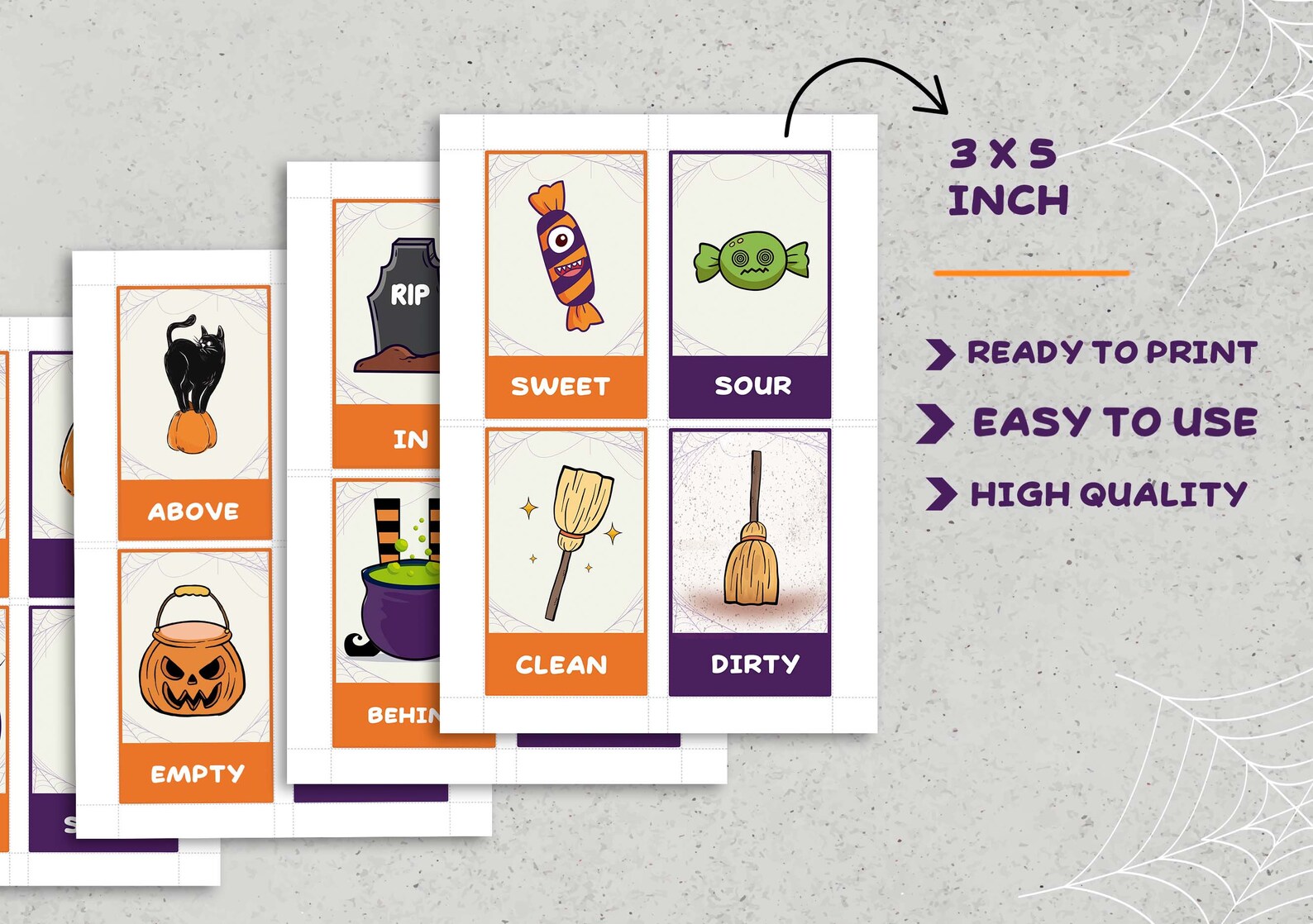 Halloween Opposite Flashcards, Montessori Homeschool Flashcards ...