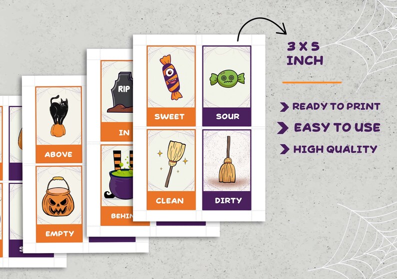 Halloween Opposite Flashcards, Montessori Homeschool Flashcards ...