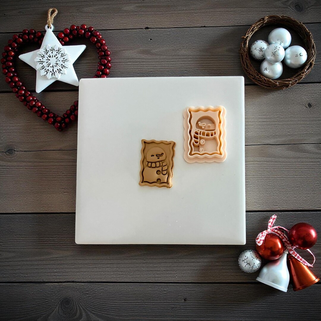 Snowman Postage Stamp Polymer Clay Cutter | Winter Mail Clay Cutter ...
