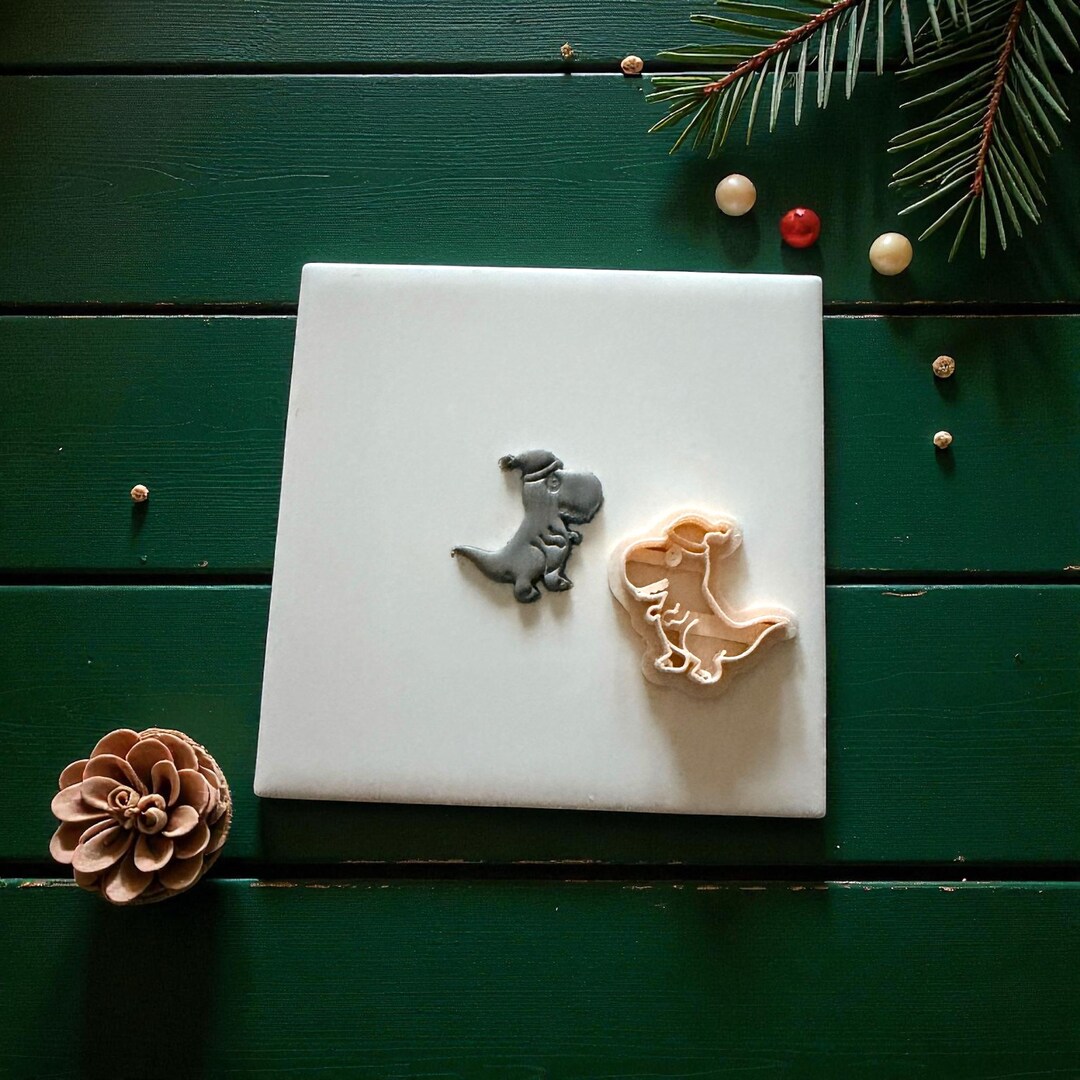 Christmas Dino Polymer Clay Cutter | T-rex Clay Cutter | Holiday ...