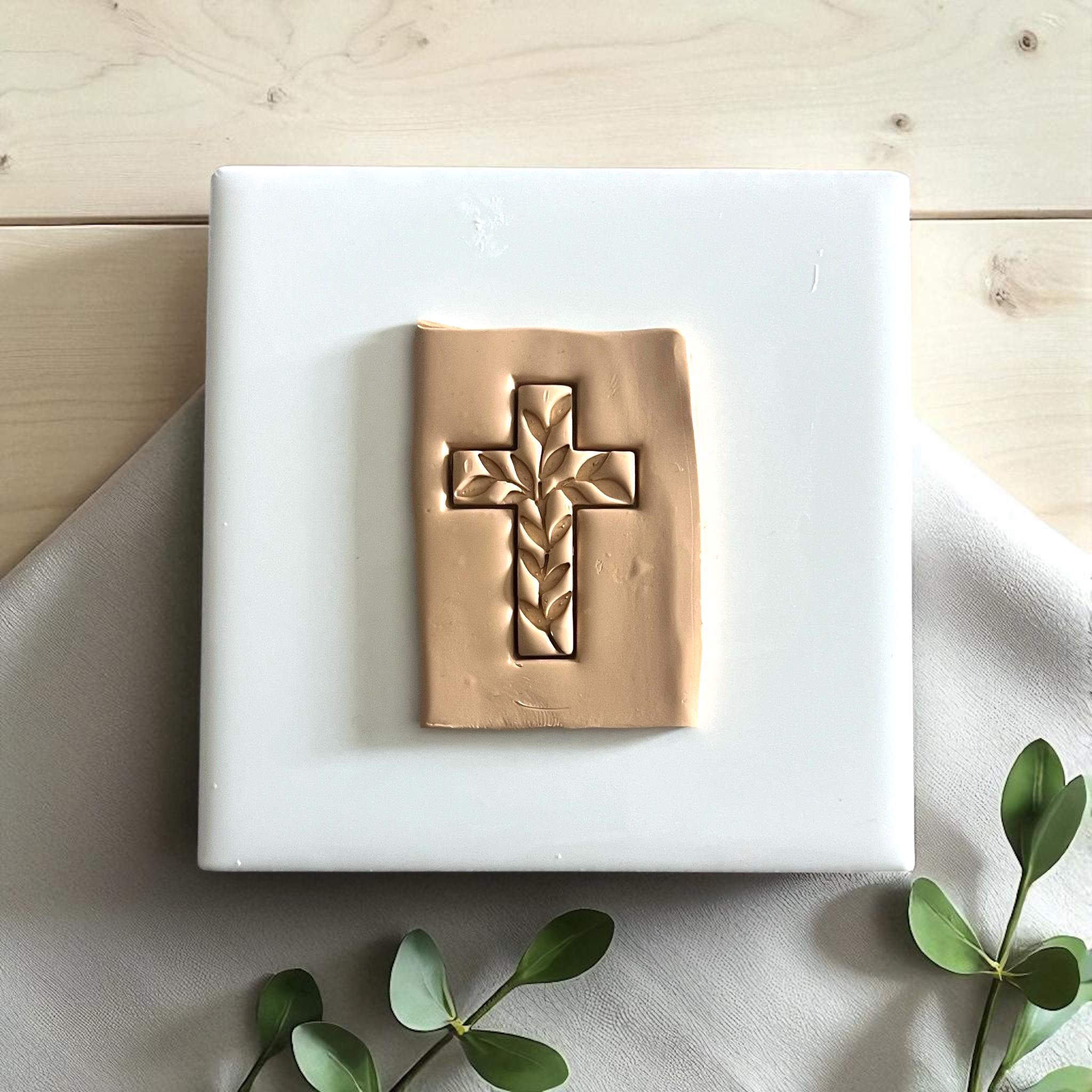 Faith Cross Polymer Clay Cutter | Leaf Vine Christian Design ...