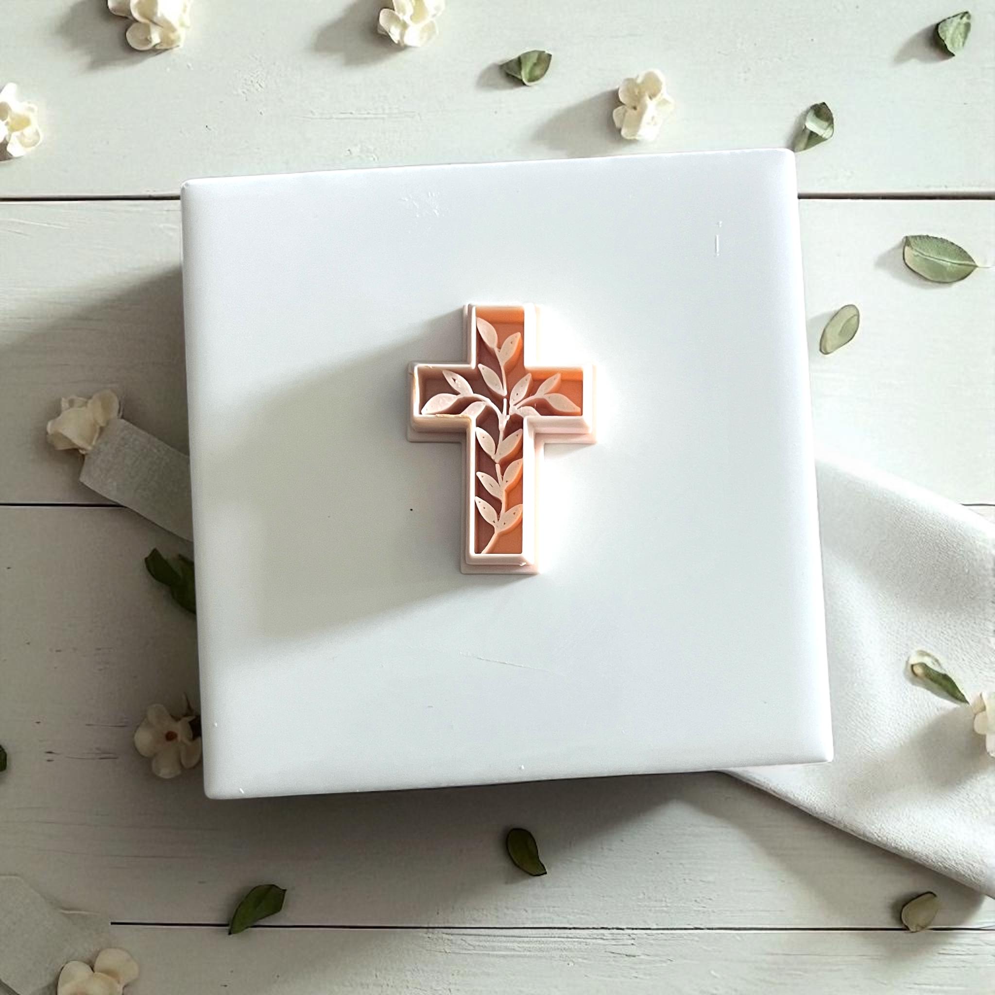 Faith Cross Polymer Clay Cutter | Leaf Vine Christian Design ...