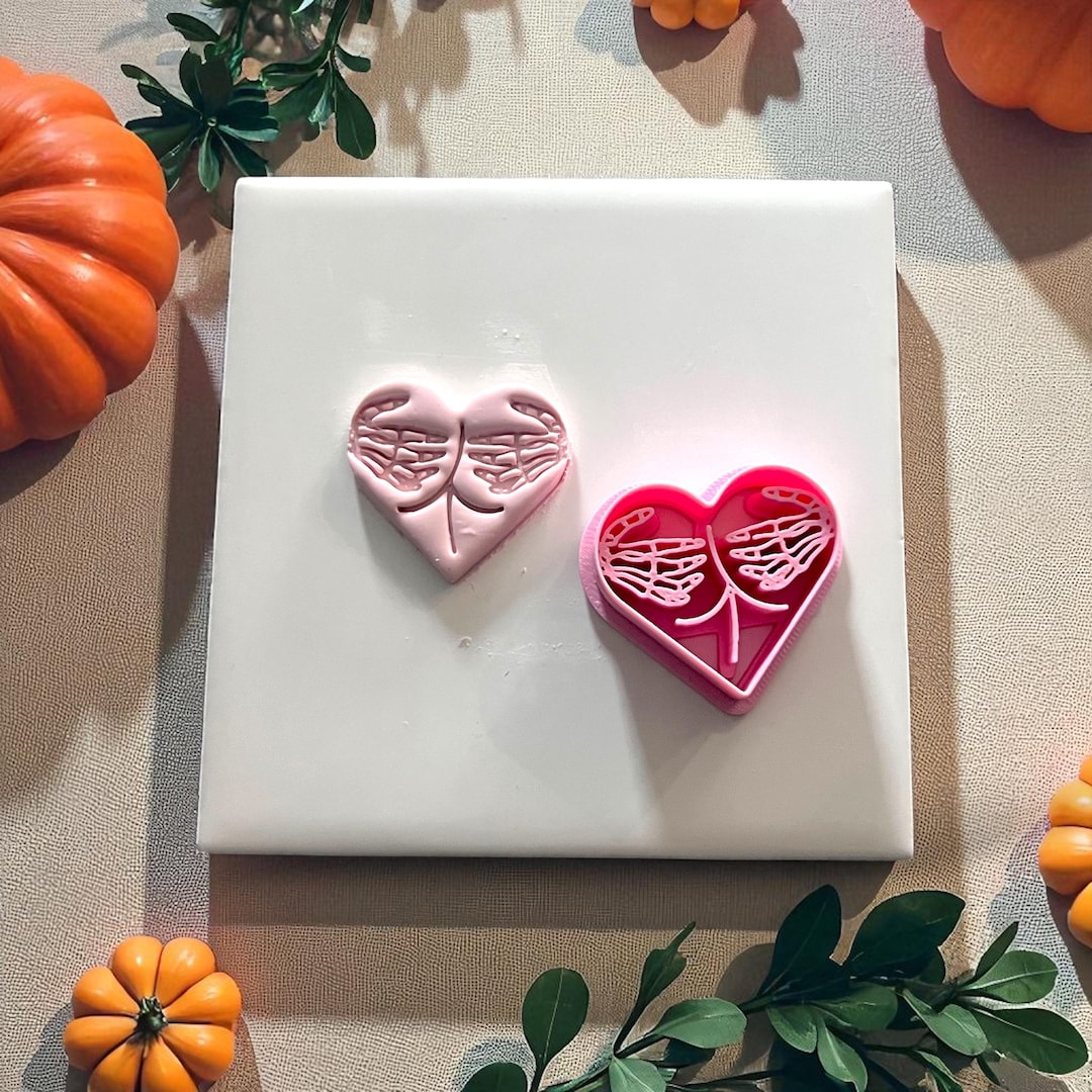 Cheeky Skeleton Hands Heart Polymer Clay Cutter: Spooky Gothic ...