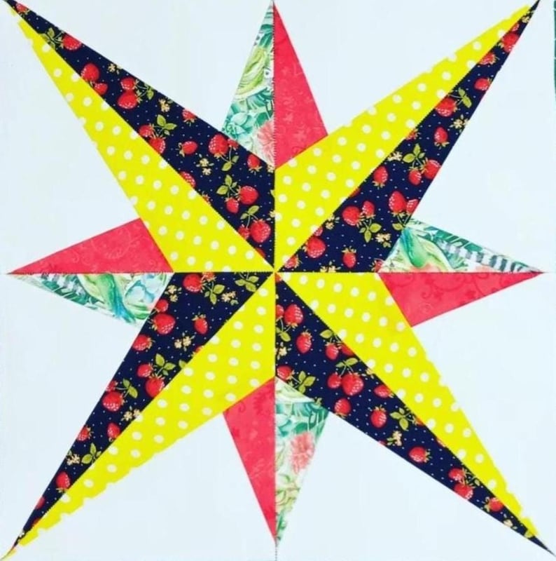 Eight Pointed Star Quilt Block: 12 Inch FPP PDF Pattern - Etsy