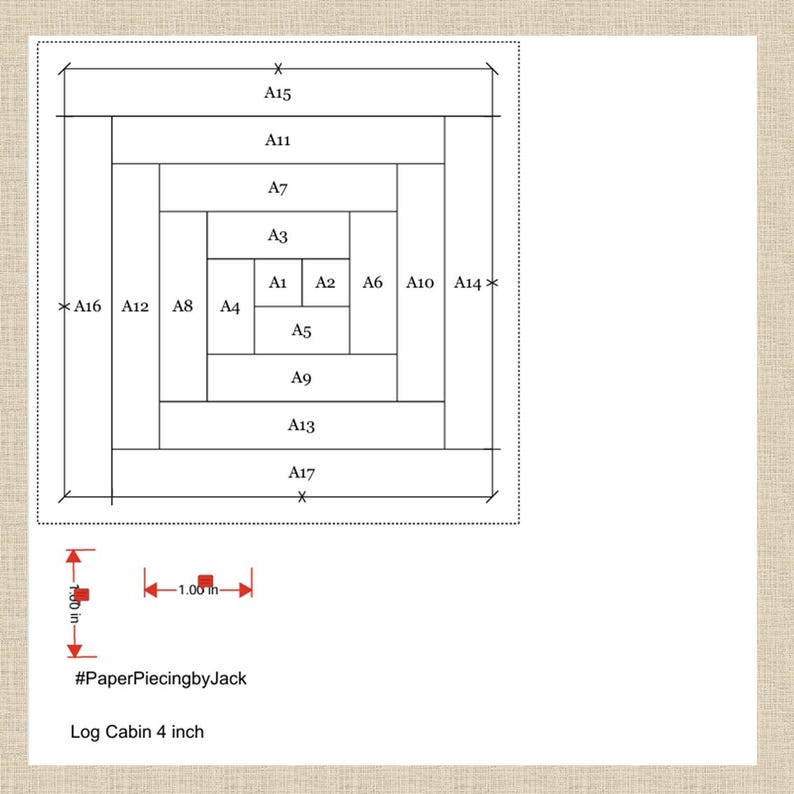 Log Cabin Quilt Block FPP PDF Pattern: Easy Paper Piecing. 5 Sizes 3, 4 ...