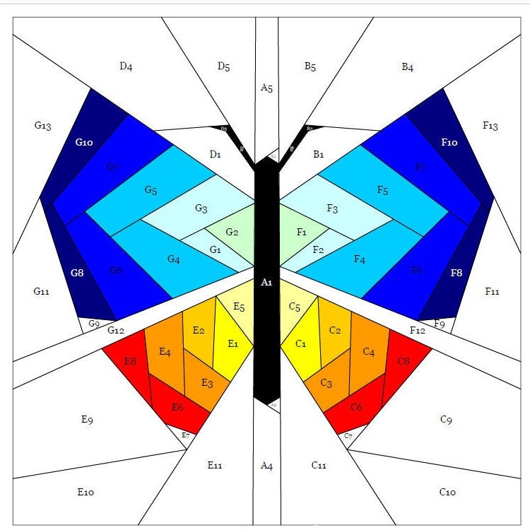Beautiful Butterfly Foundation Paper Piecing Pattern FPP 12 Inch ...