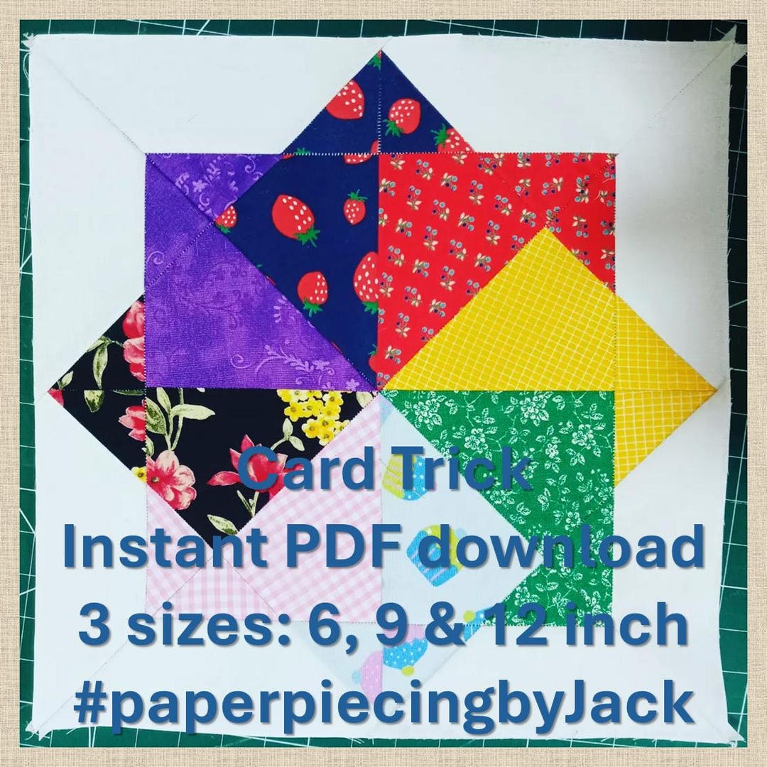 Card Trick Quilt Block PDF Pattern: Foundation Paper Piecing (6, 9 & 12 ...