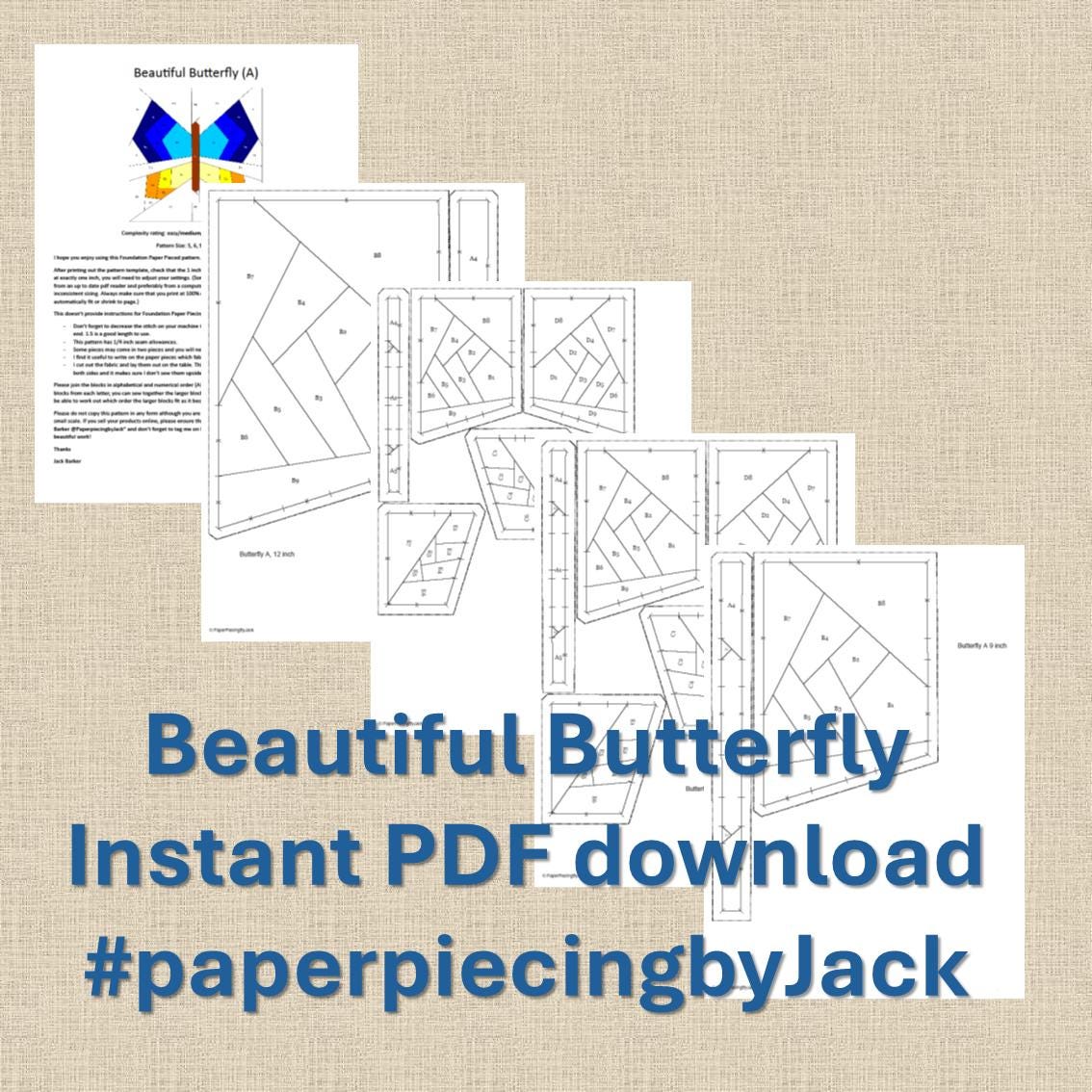 Butterfly Quilt Block FPP PDF Pattern: 5, 6, 9 and 12 Inch Easy - Etsy