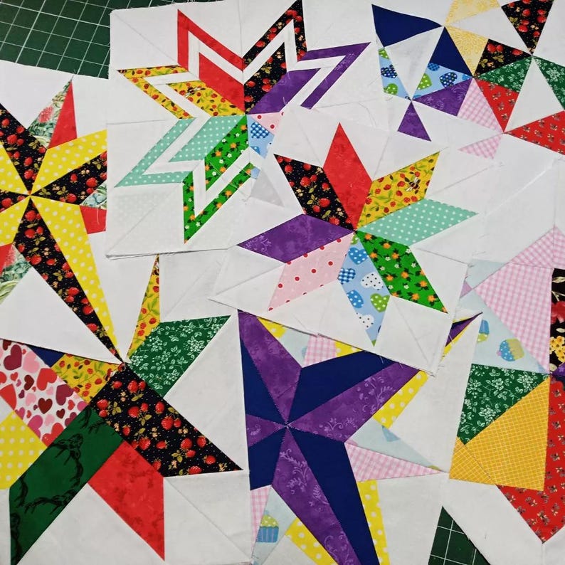 Eight Pointed Star Quilt Block: 12 Inch FPP PDF Pattern - Etsy