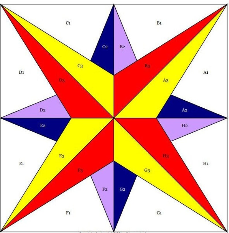 Eight Pointed Star Quilt Block: 12 Inch FPP PDF Pattern - Etsy