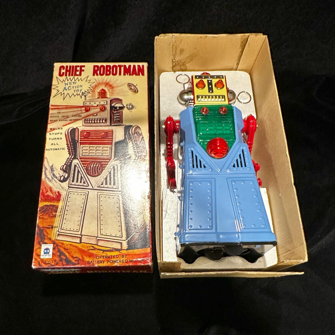 Chief Robotman Robot BLUE Tin Toy Battery Operated Robot. - Etsy