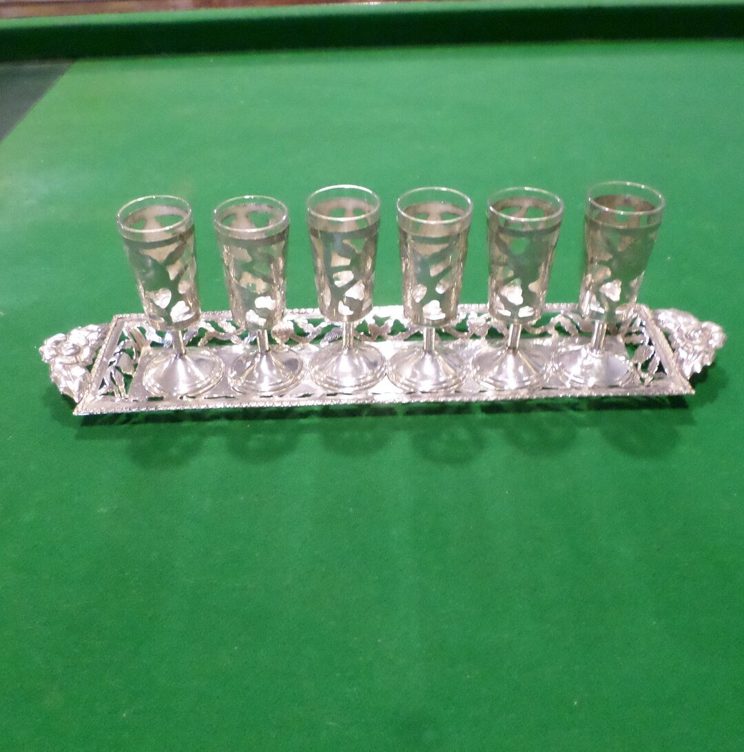 Vintage Mexican Sterling Silver Cordial Serving Set for Six With ...