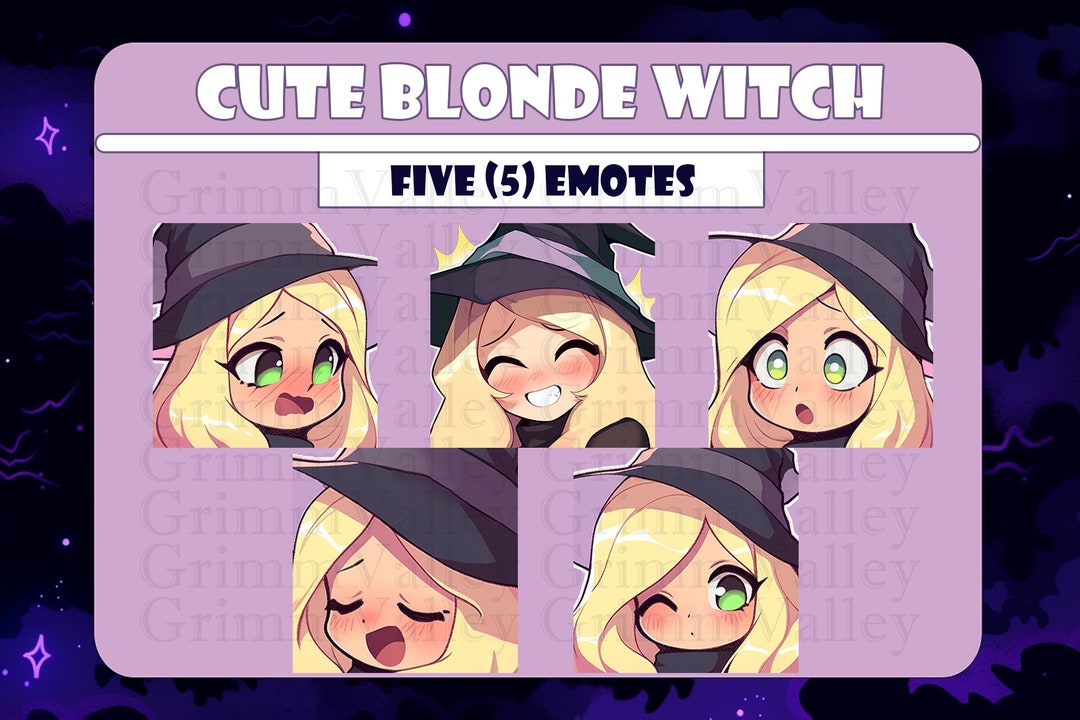 Cute Blonde Witch Twitch Emotes Pack for Twitch Discord - Etsy