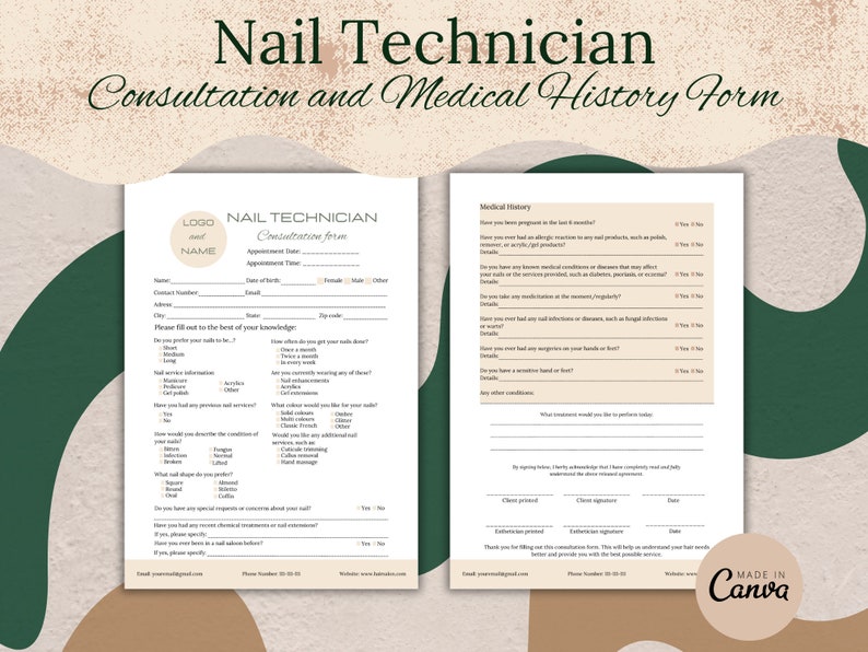 Nail Consultation Form, Nail Consultation, Nail Technician Form ...