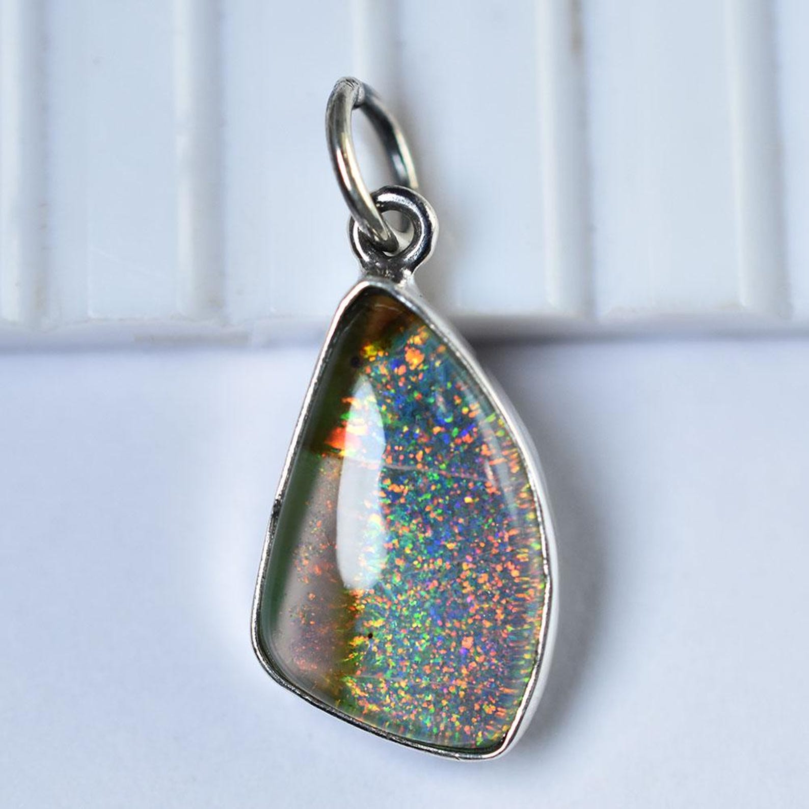 13.40 Ct Natural Multi Color Opal Fancy Pendant | Certified 925 ...