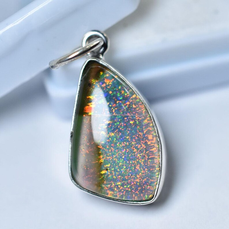 13.40 Ct Natural Multi Color Opal Fancy Pendant | Certified 925 ...