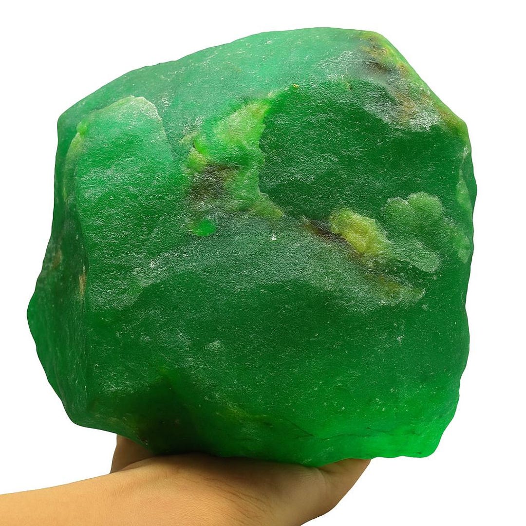 Genuine 666 Ct Uncut Emerald Gemstone Natural Certified Rough Green ...