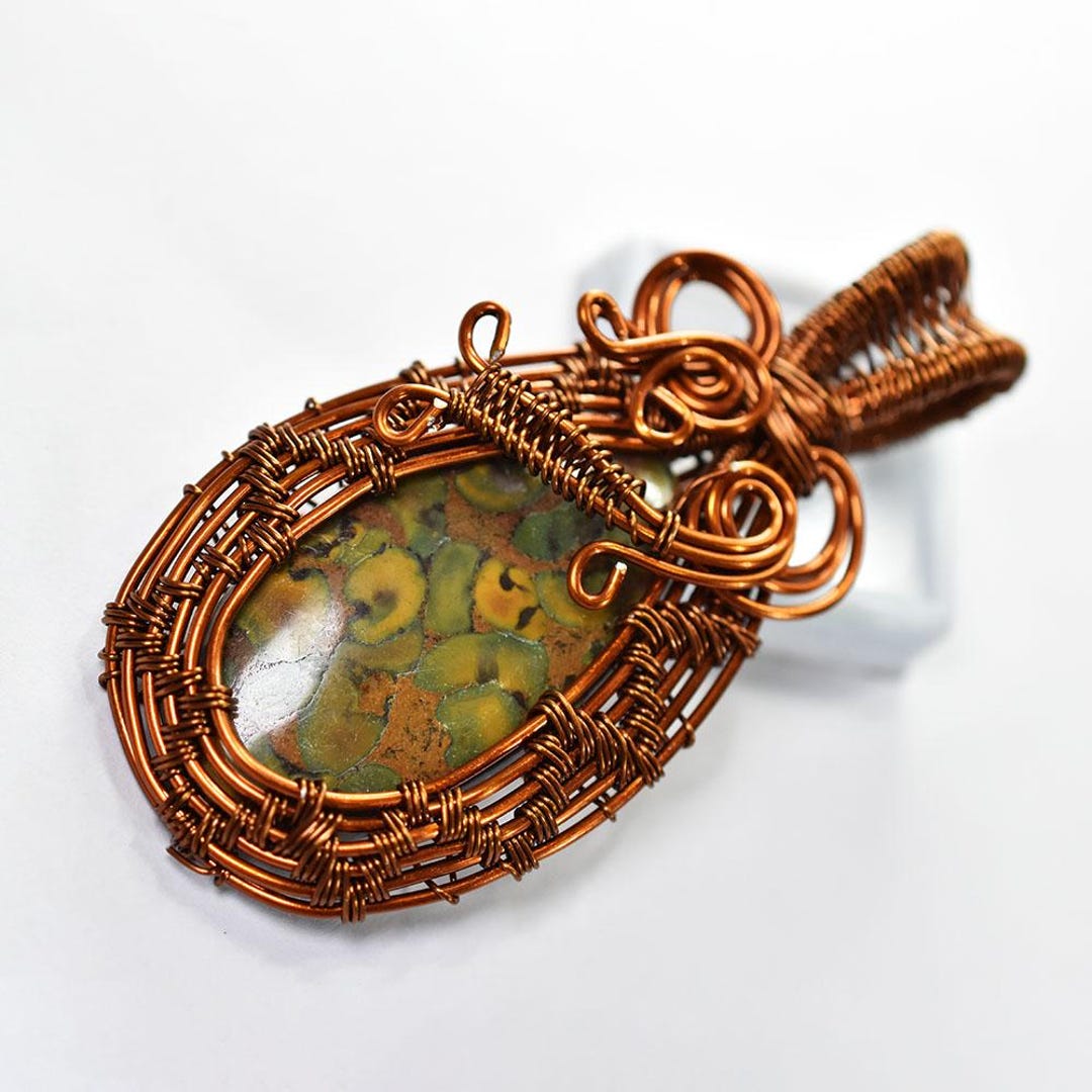 Natural Jasper 73.60 Ct Handmade Copper Wire Wrapped Pendant | Unique ...