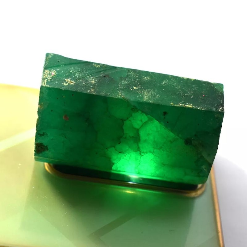 Raw Rough Emerald Ring - Etsy UK