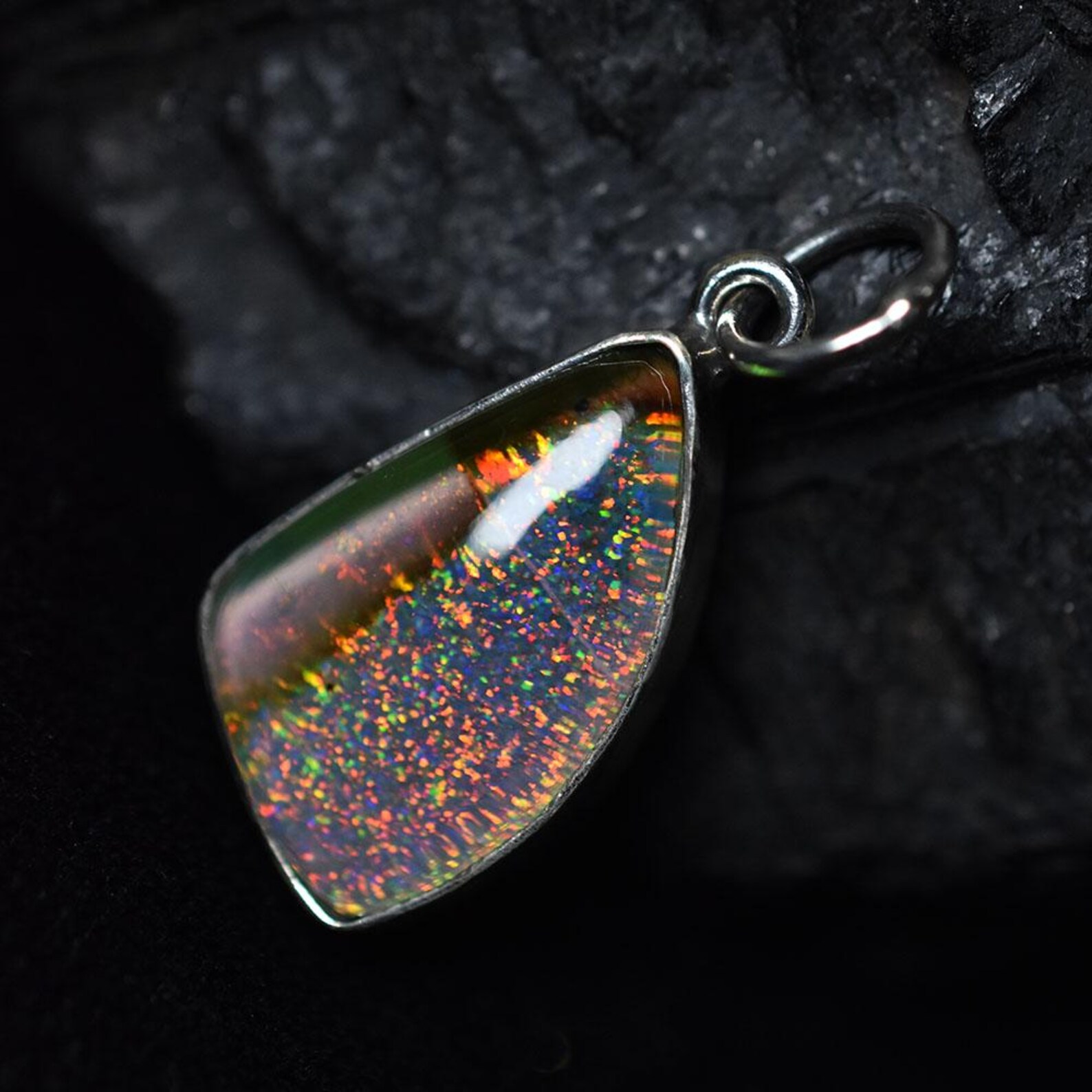 13.40 Ct Natural Multi Color Opal Fancy Pendant | Certified 925 ...