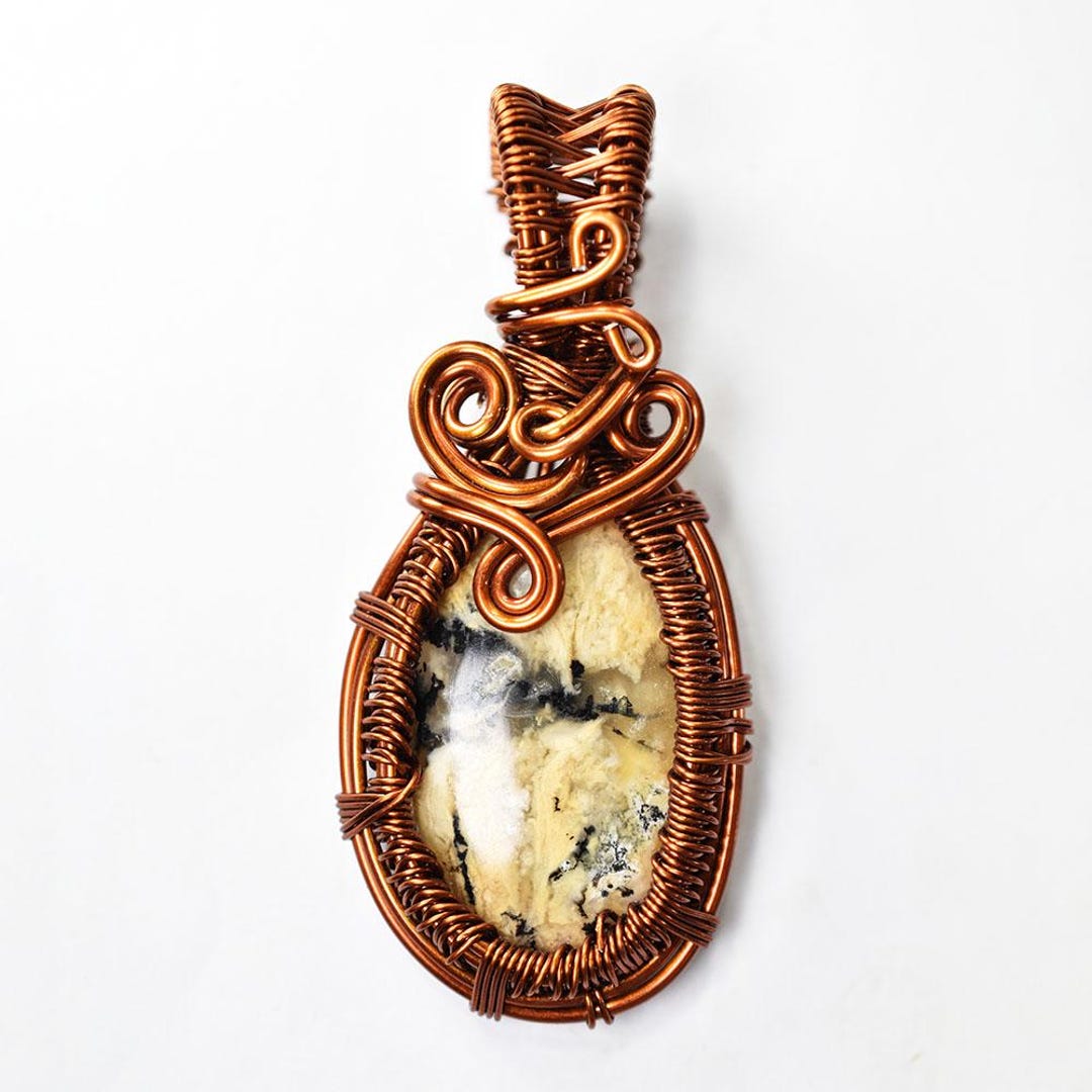 Natural 59.35 Ct Handmade Copper Wire Wrapped Jasper Pendant ...