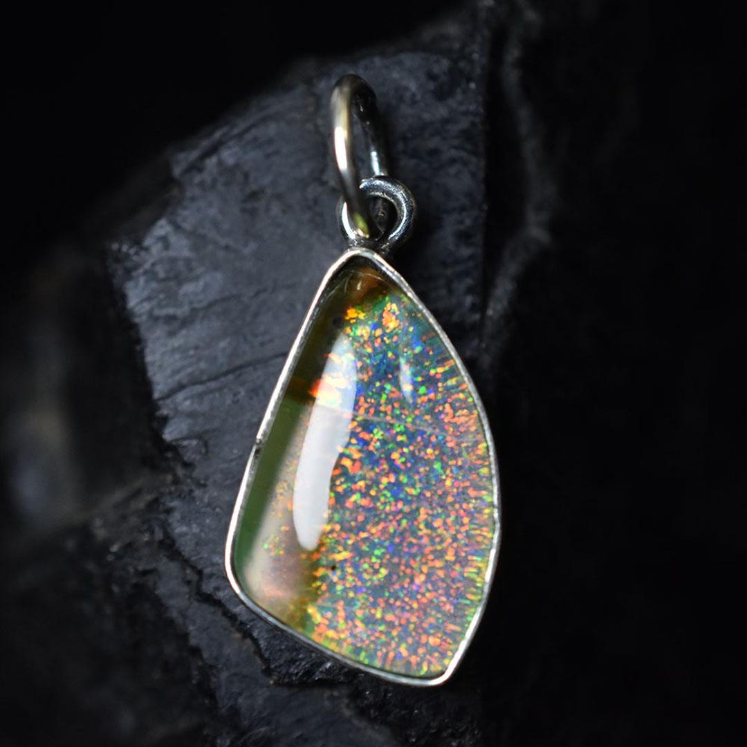 13.40 Ct Natural Multi Color Opal Fancy Pendant | Certified 925 ...