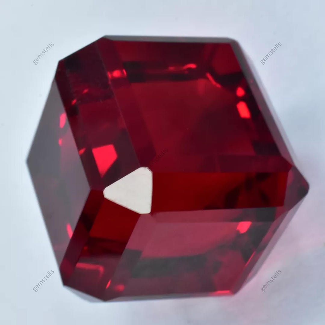 Ruby Extremely Rare 58.45 Ct Lab-created Ruby Certified Red Cube Cut ...