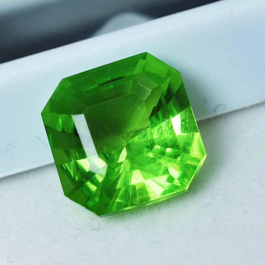 Certified Green Peridot Square Cut 7-9 Ct Green Peridot Gemstone for ...