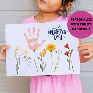 Handprint Gift Wildflower Landscape Art Mother's Day Mom Grandma ...