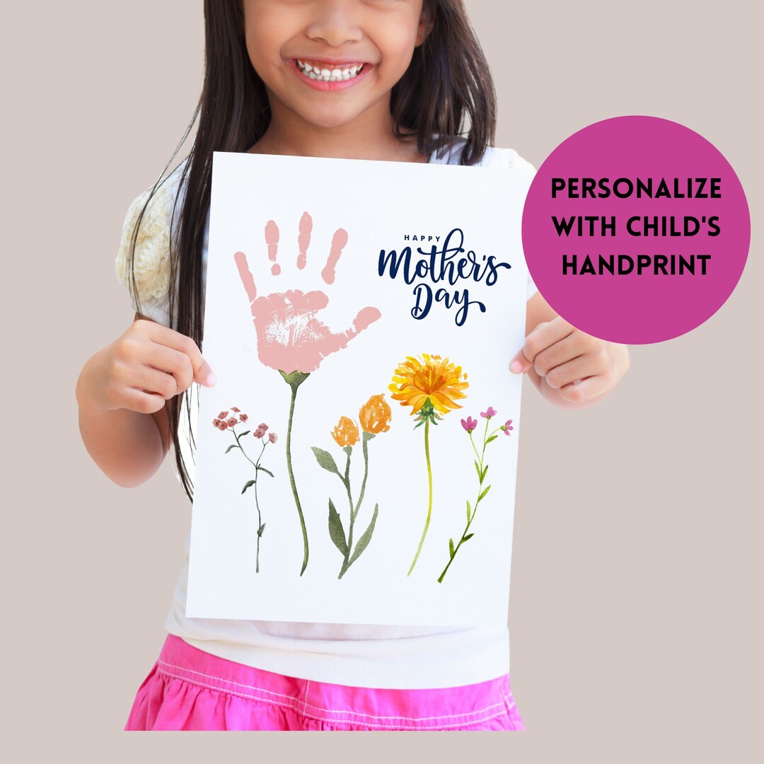 Handprint Art Mother's Day Printable Download Flowers DIY Craft Baby ...