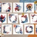 48 Patriotic Floral With Border Frames, Red White & Blue Watercolor ...