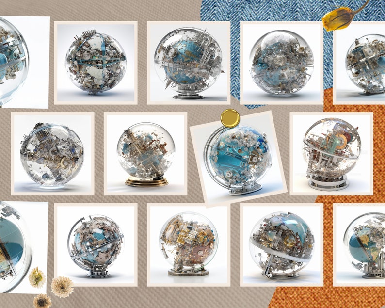 72 Nanopunk Earth Crystal Ball, Exploded View Planet Artwork, Intricate ...