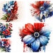 48 Patriotic Floral With Border Frames, Red White & Blue Watercolor ...