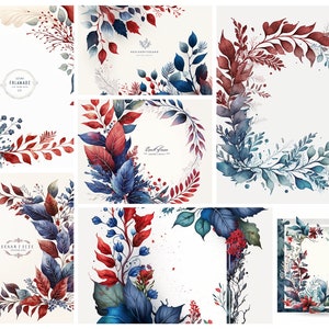 48 Patriotic Floral With Border Frames Red White & Blue - Etsy