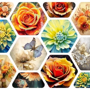 60 Unique Watercolor Flower Prints Blooming Artwork PNG - Etsy