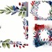 48 Patriotic Floral With Border Frames, Red White & Blue Watercolor ...