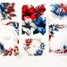 48 Patriotic Floral With Border Frames, Red White & Blue Watercolor ...