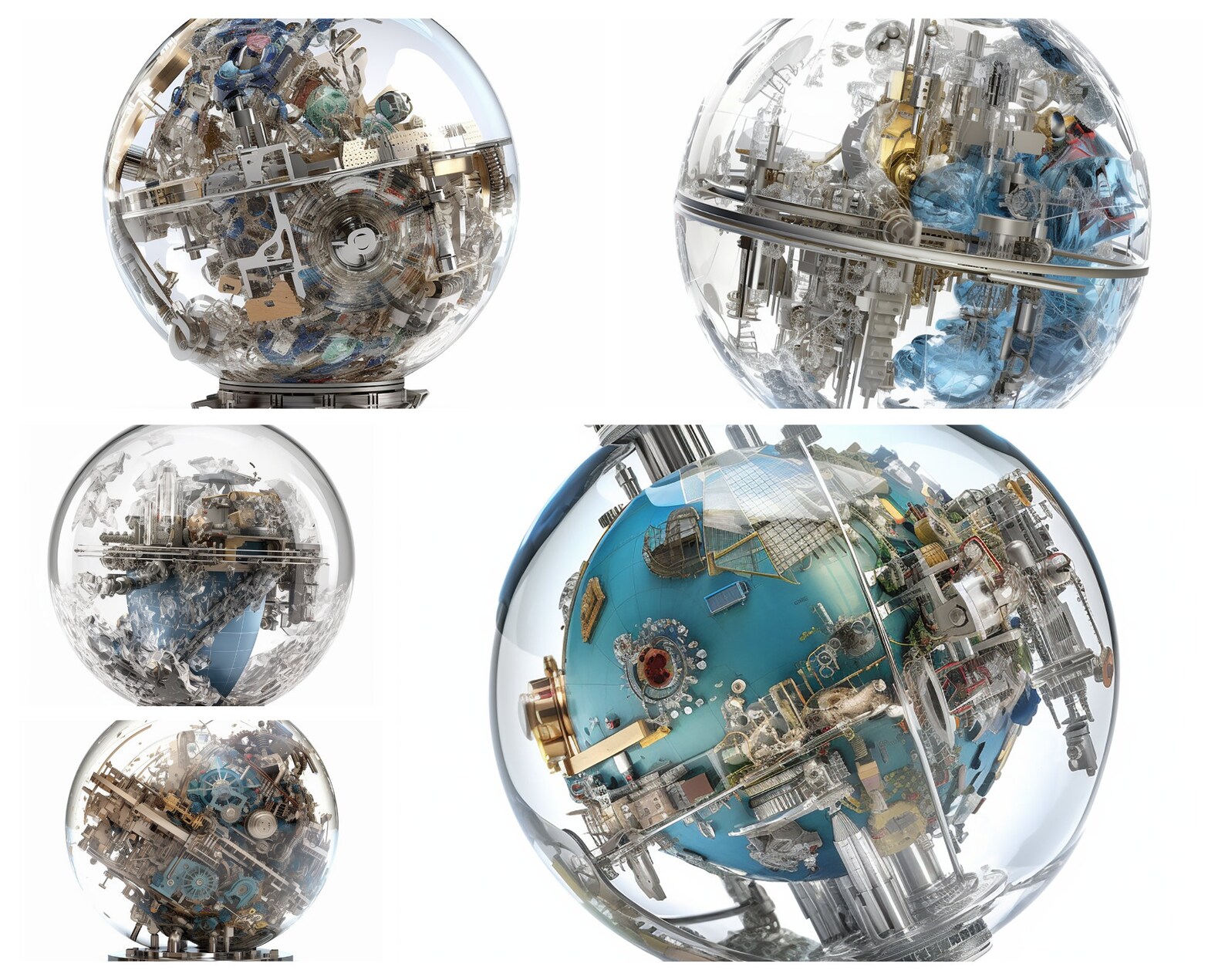 72 Nanopunk Earth Crystal Ball, Exploded View Planet Artwork, Intricate ...