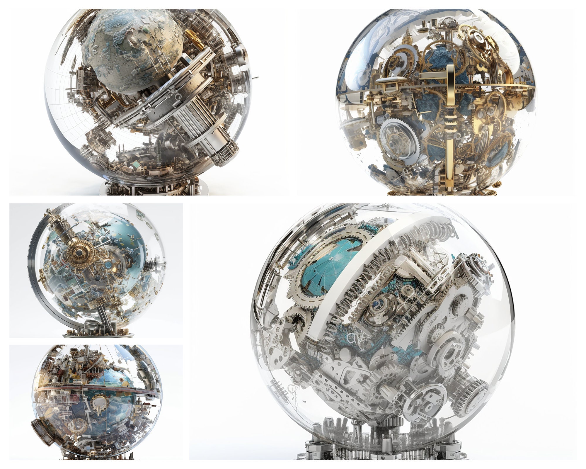 72 Nanopunk Earth Crystal Ball, Exploded View Planet Artwork, Intricate ...