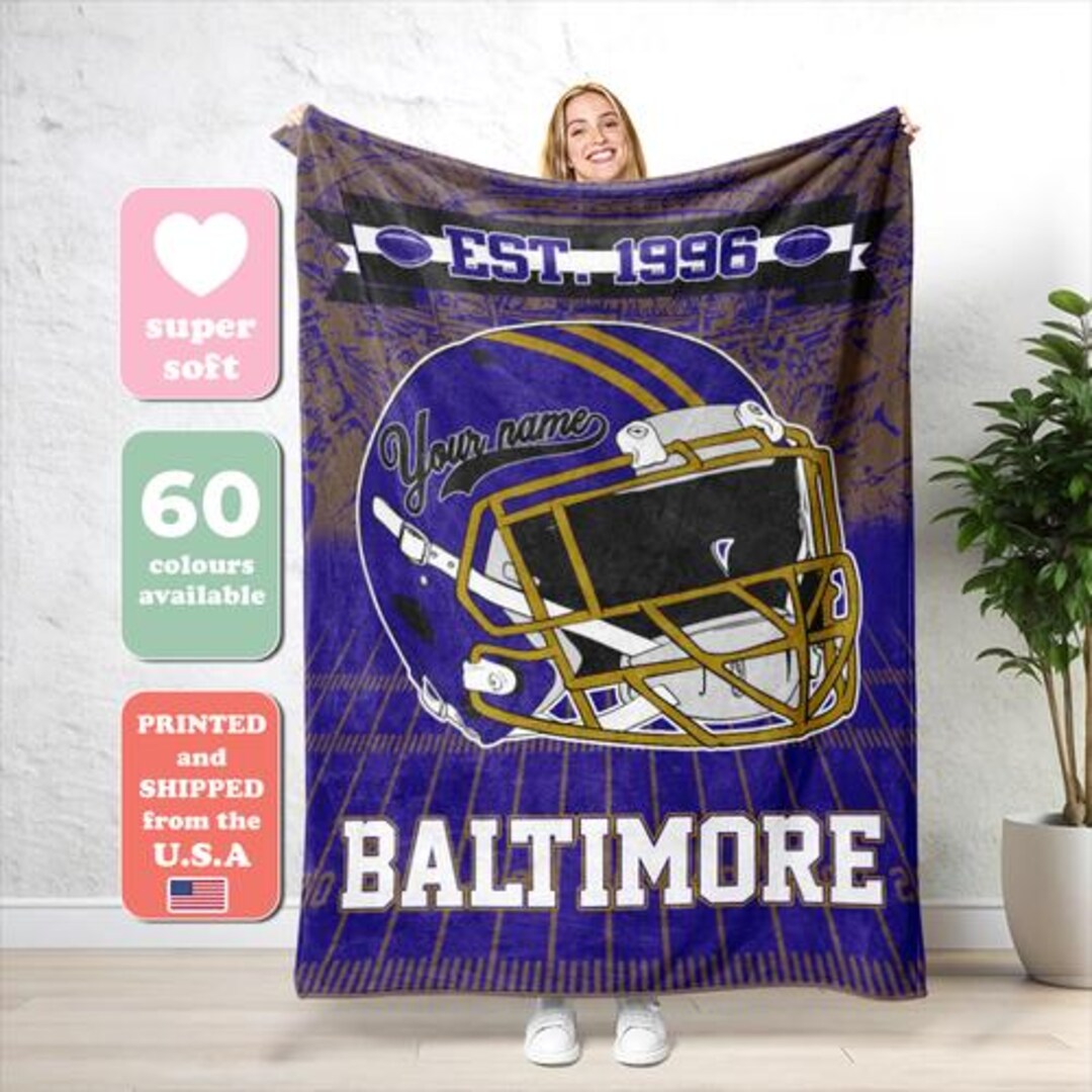 Baltimore Football Vintage Personalized Blanket,retro Raven Blanket ...