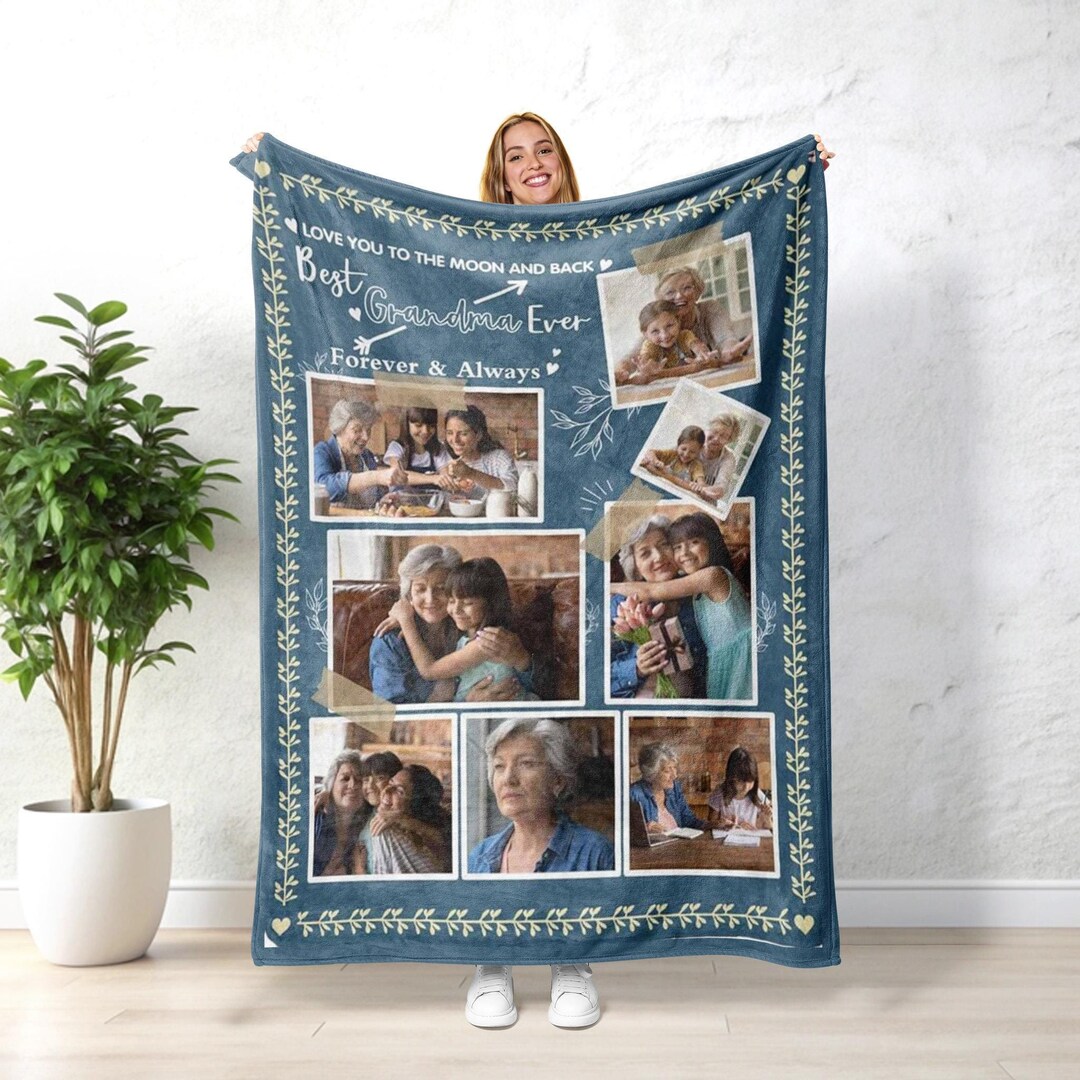 Personalized Photo Collage Grandma Blanket Gifts, Mothers Day Gift for ...