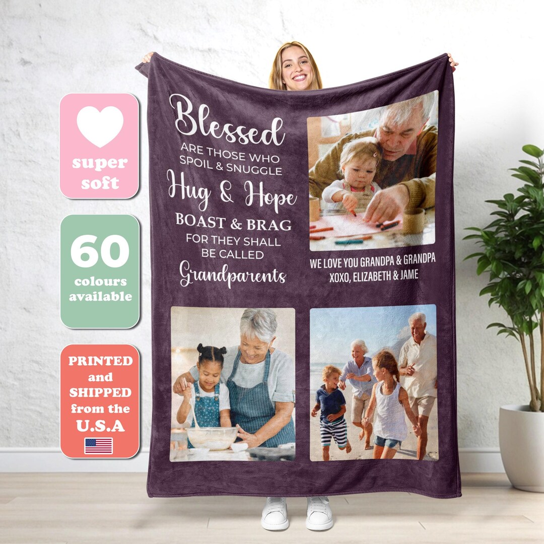 Personalized Photo Collage Grandma Blanket Gifts, Mothers Day Gift for ...
