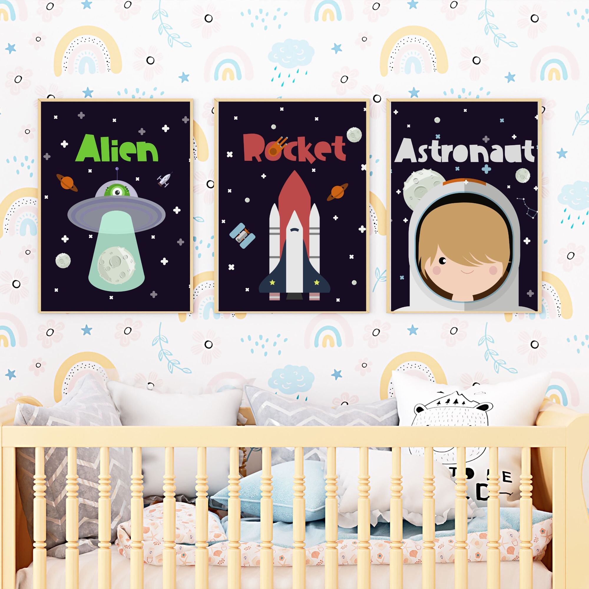 Space Nursery Prints Boy Room Printable Wall Art Astronaut - Etsy