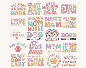 Dog Mom Svg Bundle, Dog Mama Svg Bundle, Retro Dog Mom Svg, Dog Quotes ...