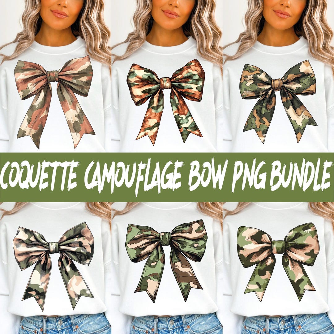 Camouflage Bow Png Bundle, Camouflage Old Camo Bow Png, Old School Camo ...