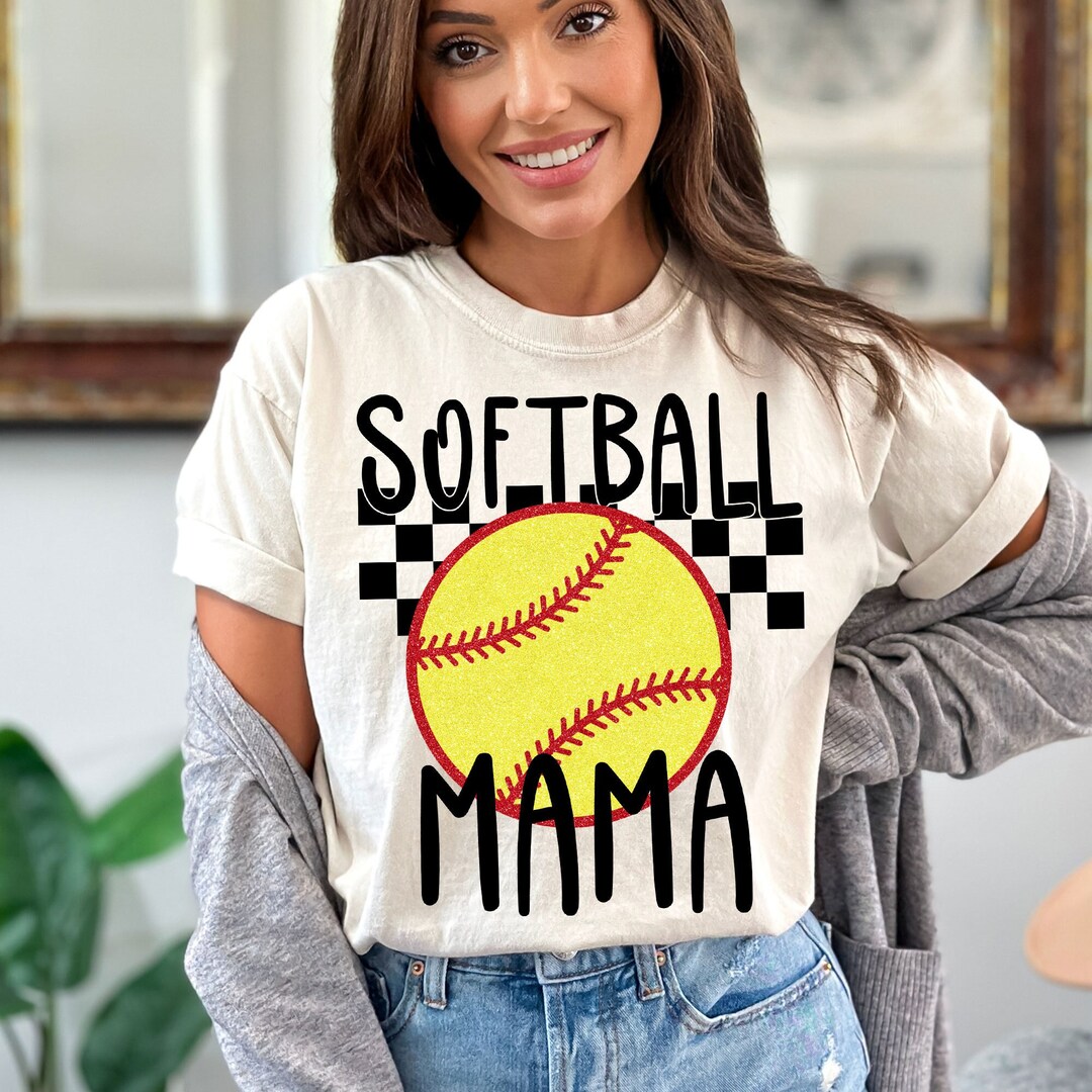 Retro Softball Mama PNG, Glitter Softball PNG, Sublimation Design ...