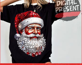 Rhinestone Santa Png, Bling Christmas Png, Crystal Mosaic Holiday ...