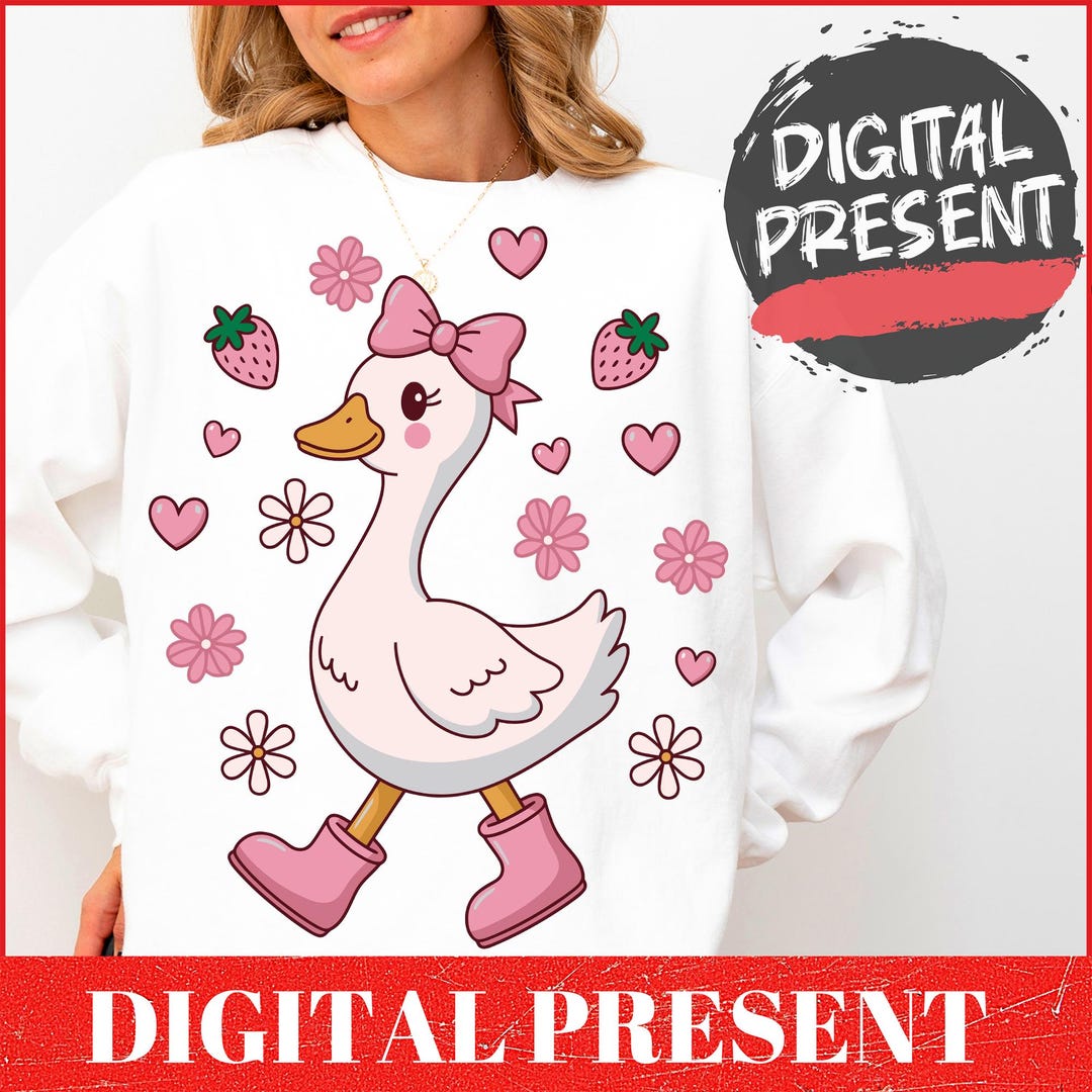 Cute Strawberry Goose Png, Summer Goose, Mama Goose Png, Coquette Goose ...