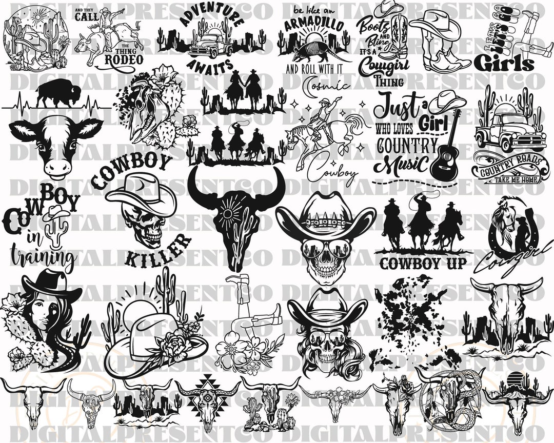 Cowboy Western Bundle Svg, Cowgirl Bundle Design Svg Png Sublimation ...