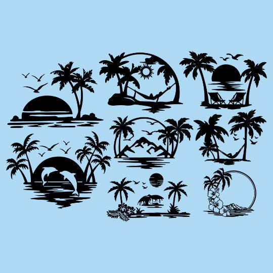 8 Beach Scene Svg Bundle,sunset Beach Svg,png,beach Life Svg,island ...